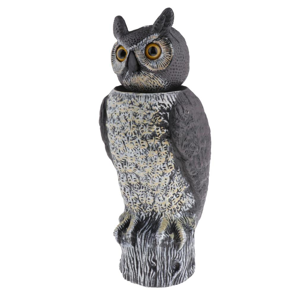 Rotatable Head Realistic Owl Decoy Bird Pigeon Crow Scarer Scarecrow ...