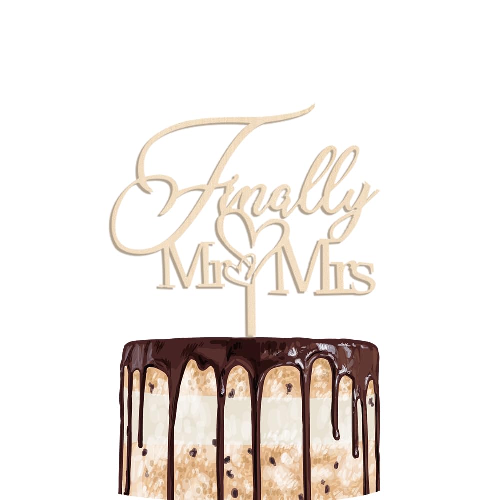 Amazon.com: Finally Mr&Mrs Wedding Cake Topper, Elegant Cake Topper For ...