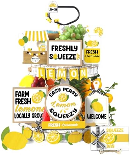 Amazon.com: FairySandy 14 Pcs Lemon Tiered Tray Decor Summer ...
