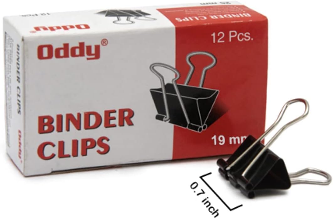 ODDY 19 mm Nickel Plated-Rust Resistant Black Binder Clip, Re-usable ...