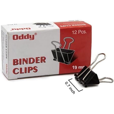 ODDY 19 mm Nickel Plated-Rust Resistant Black Binder Clip, Re-usable ...