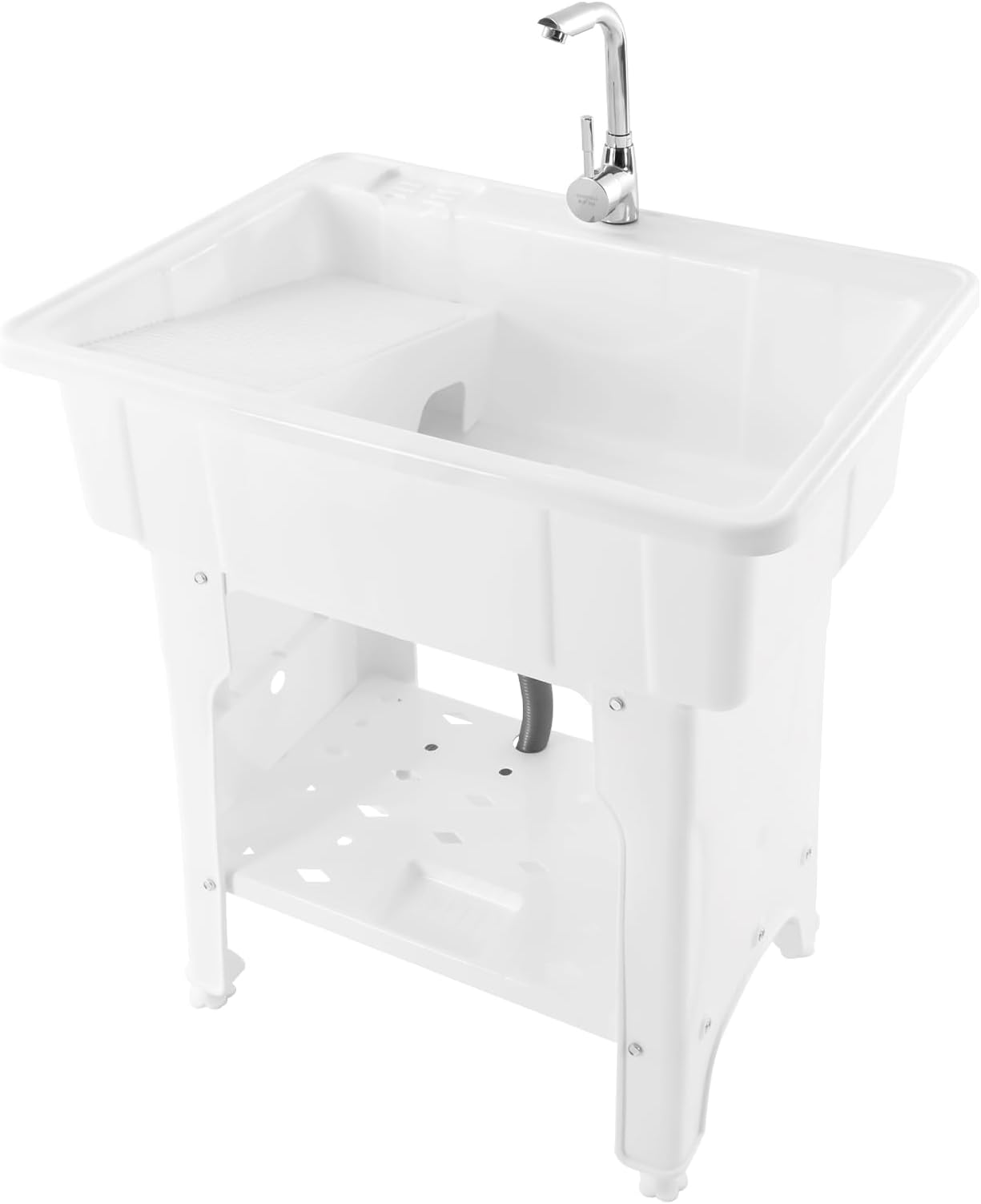 Utility Sink Laundry Tub, Freestanding Laundry Tub Sink,With Hot and ...