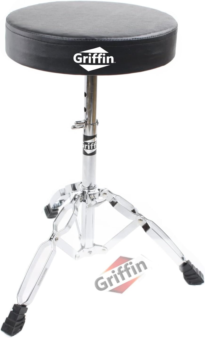 Amazon.com: Griffin Drum Throne Stand Padded Drummer’s Seat ...