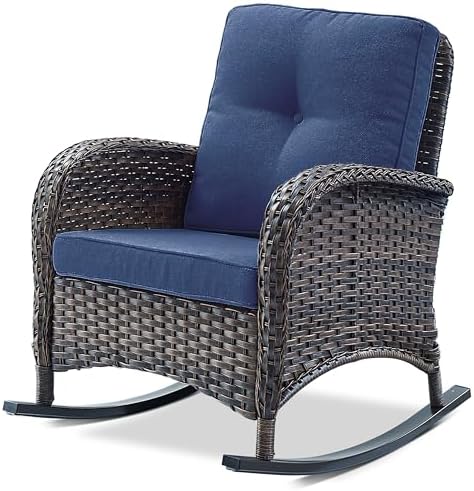 Amazon.com: Belord Patio Rocking Chair Wicker Chair, 1 Piece Outdoor ...
