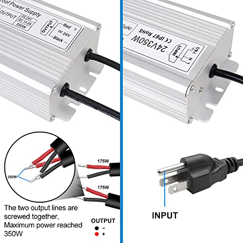 Snapklik.com : inShareplus LED Power Supply, 24V 350W IP67 Waterproof ...