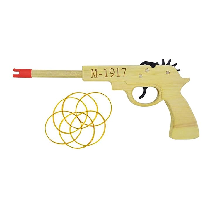 Buy Z-ONE Wood Rubber Band Gun Outdoor Wooden Toy Easy Load with 100 ...