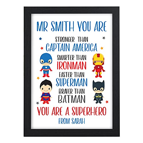 Personalised Super Hero Teacher Gifts Keepsake End Of Term, Leaving ...