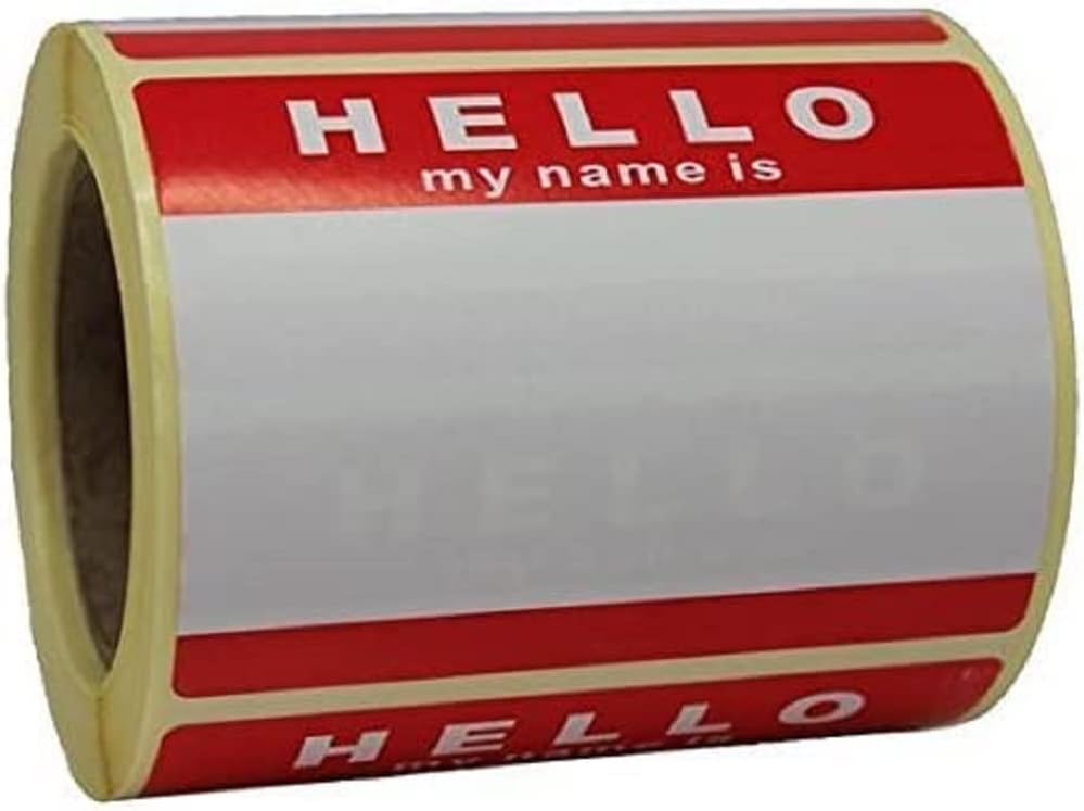 'Hello My Name is' Stickers/Name Label Tags - 250 Red & White - 8cm x ...