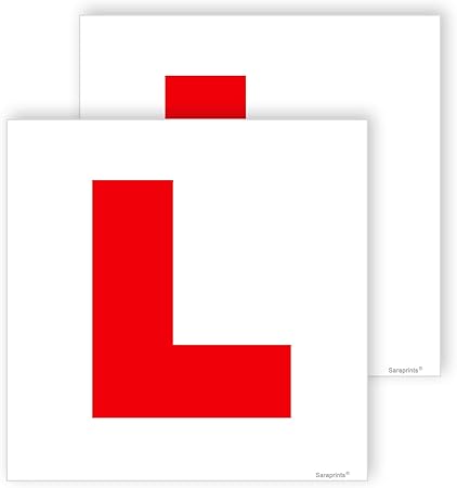 Pack of 2 L Plates Sticker (180 x 180 mm) L Plates for Car Self ...