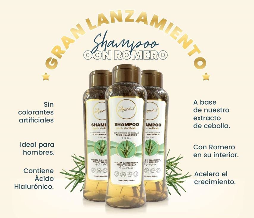 Anyeluz Champú con Romero Acelera Crecimiento Brillo y Sedosidad Con ...