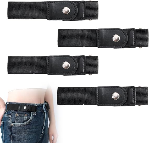 oibek 4 Pieces No Buckle Elastic Belts for Men Women, Adjustable ...