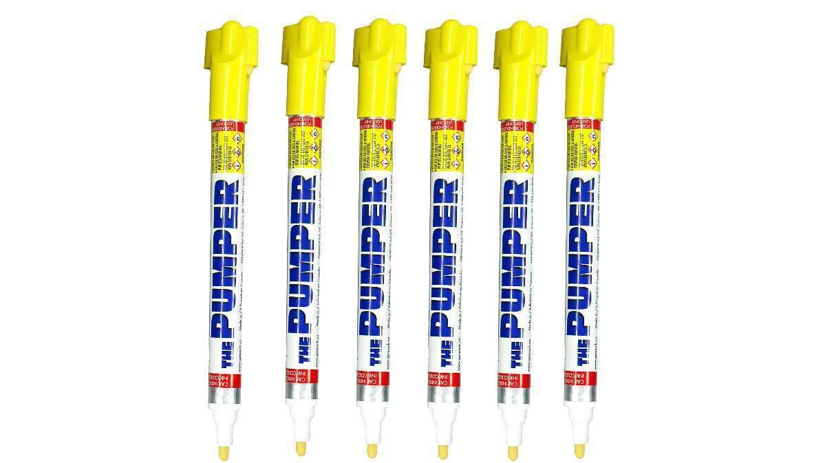Amazon.com : The Pumper Permanent Marker Pens - Yellow - 6 Pens ...