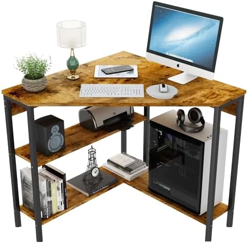 TEKAVO 90-Degree Triangle Corner Desk | Triangle Desk| Space-Saving ...
