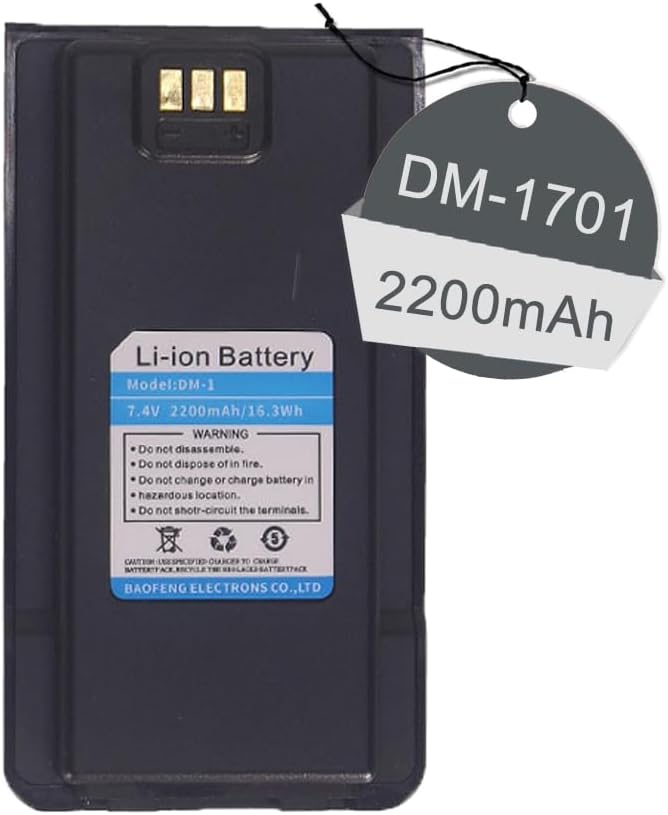 Amazon.com: BAOFENG DM-1 Battery for DM1701 DMR Two Way Radio 2200mAh 7 ...