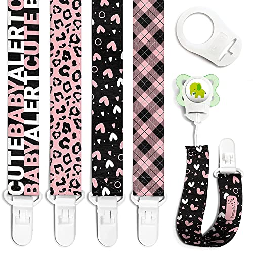 Snapklik.com : Girls Pacifier Clip - 4 Pack Girl Paci Holder Set Of ...