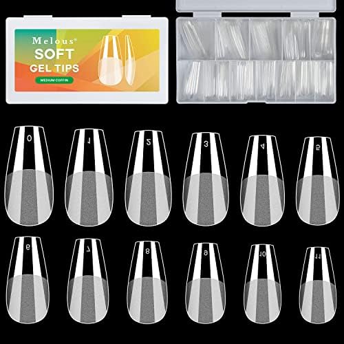 Amazon.com: HIOTIOL Medium Coffin Nail Tips, 552Pcs Soft Gel Full Cover ...