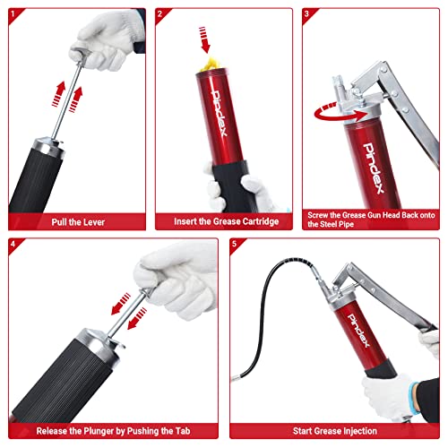 Pindex Grease Gun 8000 PSI Professional Pistol Grip with Flexible Hose ...