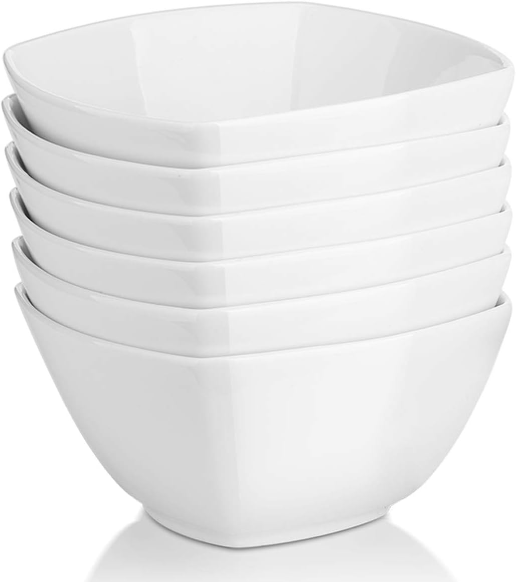 Amazon.com: 8 Pack Square Bowl, 4.8"x4.8"x2.56", Super White, Elegant ...