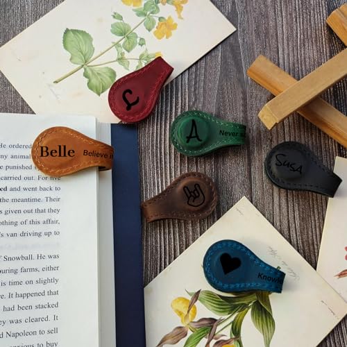 Personalized Bookmark - Custom Magnetic Leather Bookmark Name Initials ...