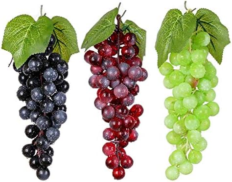 Amazon.com: Halloluck 3 Bunches Artificial Grape Fake Grapes with Vines ...