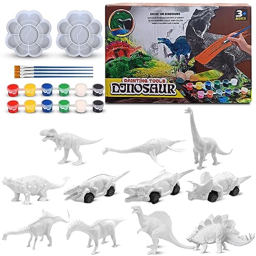 Dinosaur painting kit Dinosaurs toys with 11 Figures for painting kids ...