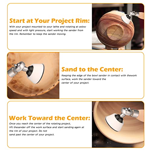 Bowl Sander for Woodturning, 50mm Hand Held Bowl Sander with Rotatable ...