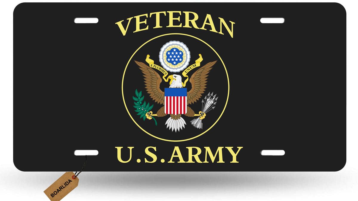 Amazon.com: BOARLIDA Veteran US Army License Plate Durable Eagle with ...
