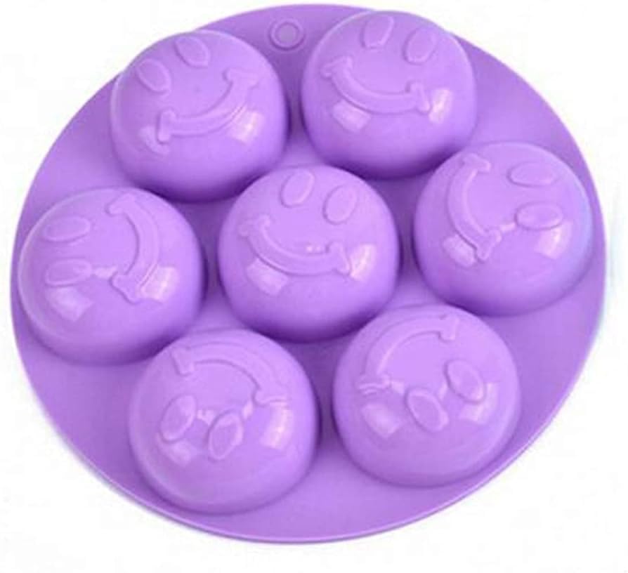 Glamifirsto-2 pcs Baking Mold Soft Silicone Food-Grade 7-Cavity Smiley ...