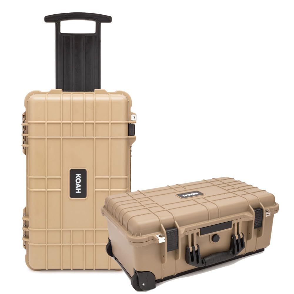 Koah Weatherproof Wheeled Hard Case with Customizable Foam (22 x 14 x 9 ...