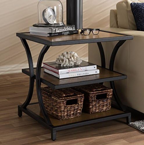 Amazon.com: Rectangular Rustic End Table with Storage Area Side Table ...