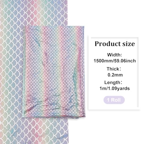 BENECREAT Printed Fish Scale Fabric, 1×1.5m Mermaid Sequins Fish Scales ...