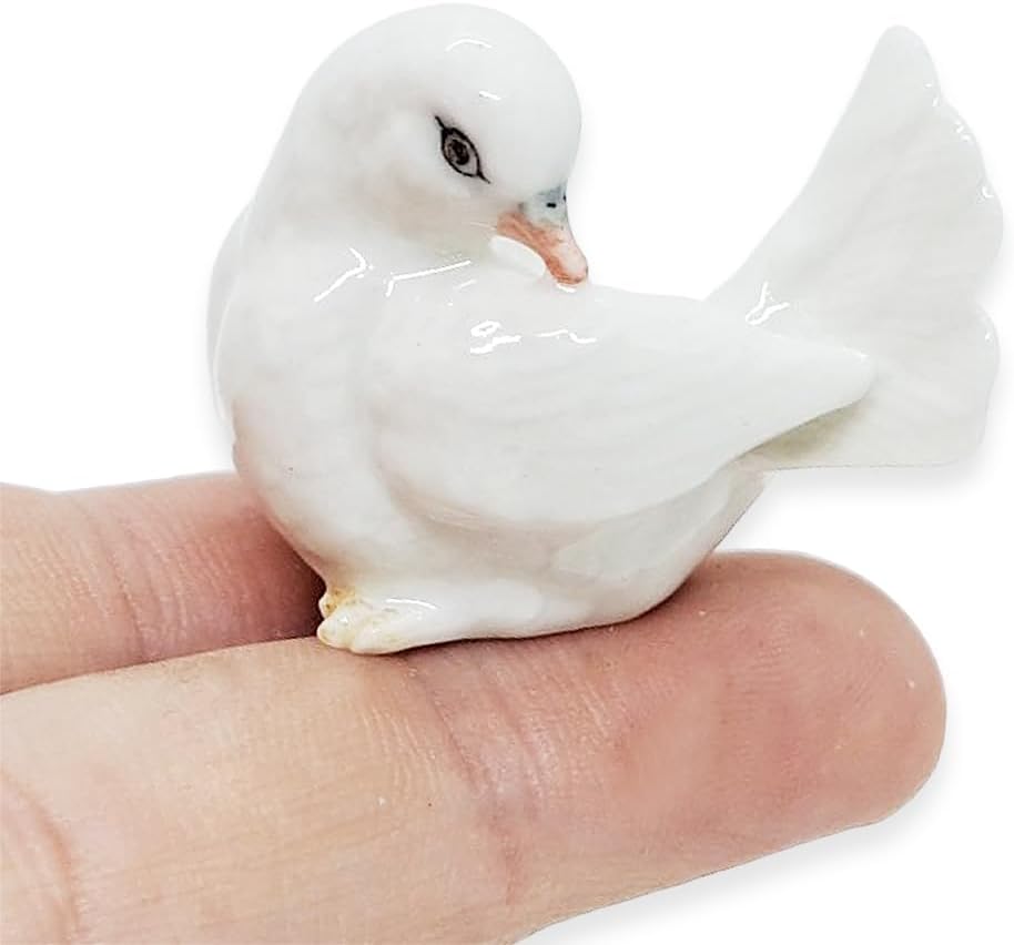 Amazon.com: WitnyStore Tiny 1⅜" Long White Preening Pigeon Dove Bird ...