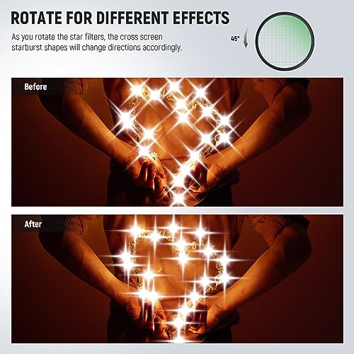 NEEWER 3PCS 52mm Star Filters, Adjustable Cross Screen Star Effect ...