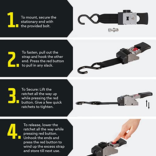 Snapklik.com : DC Cargo Bolt-on Auto Retractable Ratchet Straps