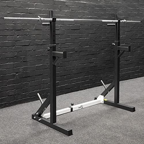 RIP X Adjustable Squat and Bench Press Rack Stand with Spotters and Dip ...