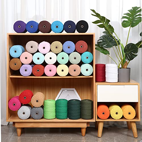 GOHOF Macrame Cord 3mm x 300m Premium Cotton Macrame Rope, 4 Strand ...