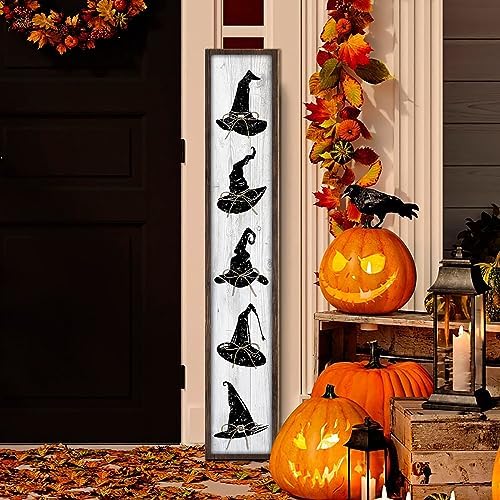 Amazon.com: Halloween Welcome Sign for Front Door Standing, Witch Hat ...