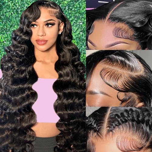 28 Inch Body Wave Lace Front Wigs Human Hair 13x4 Full Lace Frontal Wig ...