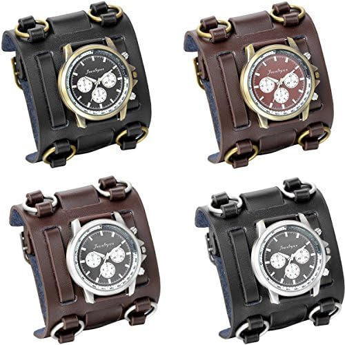 Amazon.com: JewelryWe 4PCS Black Brown Hip-hop Gothic Punk Style Men ...