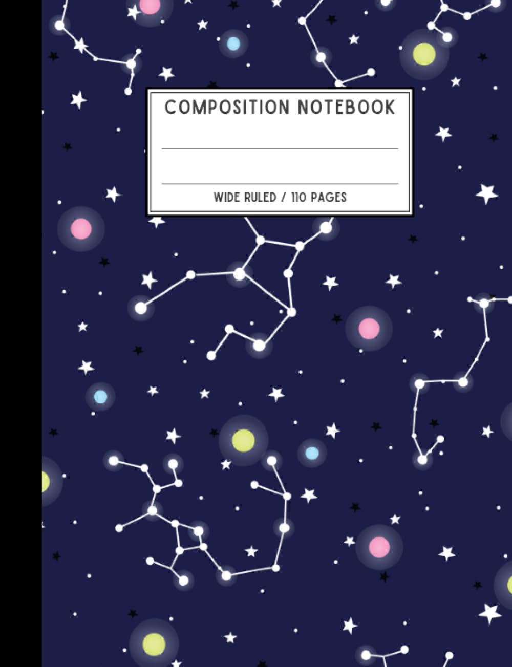 Amazon.com: Space Stars Constellation Cute Composition Notebook Wide ...