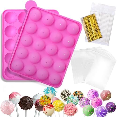 Amazon.com: Cake Pop Mold - 20 Cavity Silicone Cake Pop Mold with Cake ...