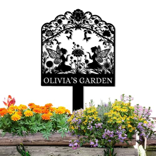 Amazon.com: Dyoart, Personalized Fairy Garden Sign - Custom Metal Fairy ...