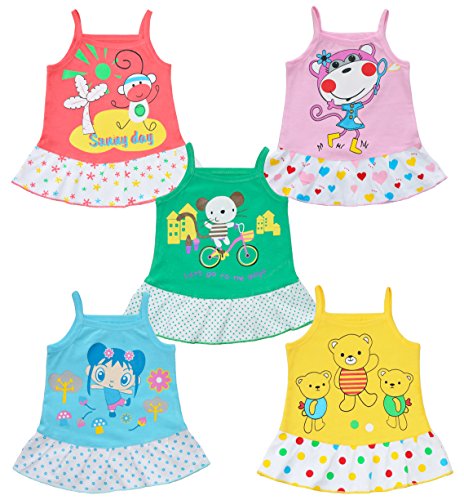 MYFAA Girls' Regular Fit Slip and Frock- Pack of 5 (V5P-1040-3-6M ...