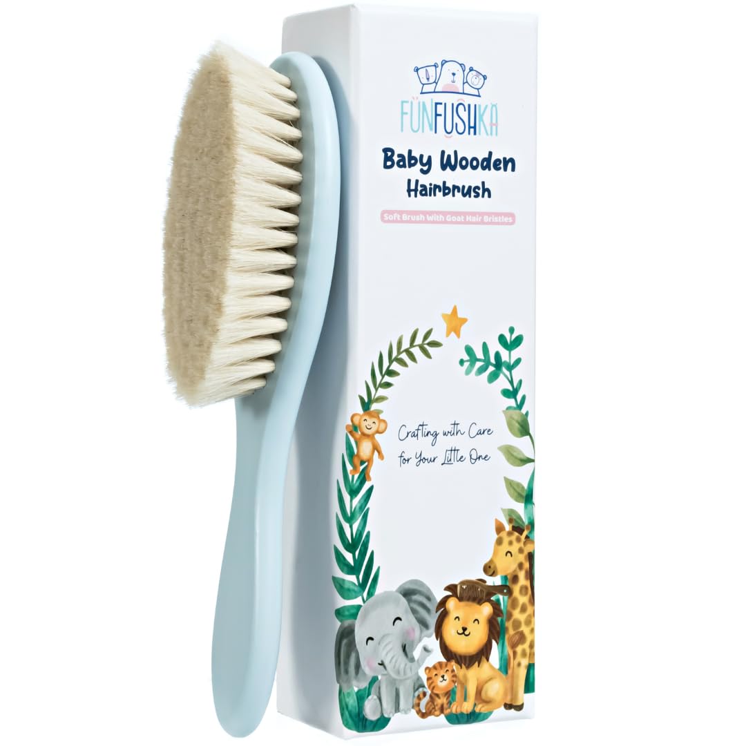 Amazon.com: FUNFUSHKA Baby Hair Brush with Soft Goat Bristles - Wooden ...