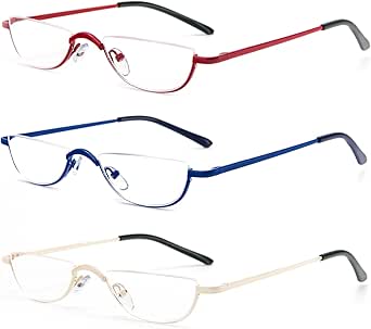 Frameless Reading Glass Fashion Reading Glasses - Spring Hinged, Half ...