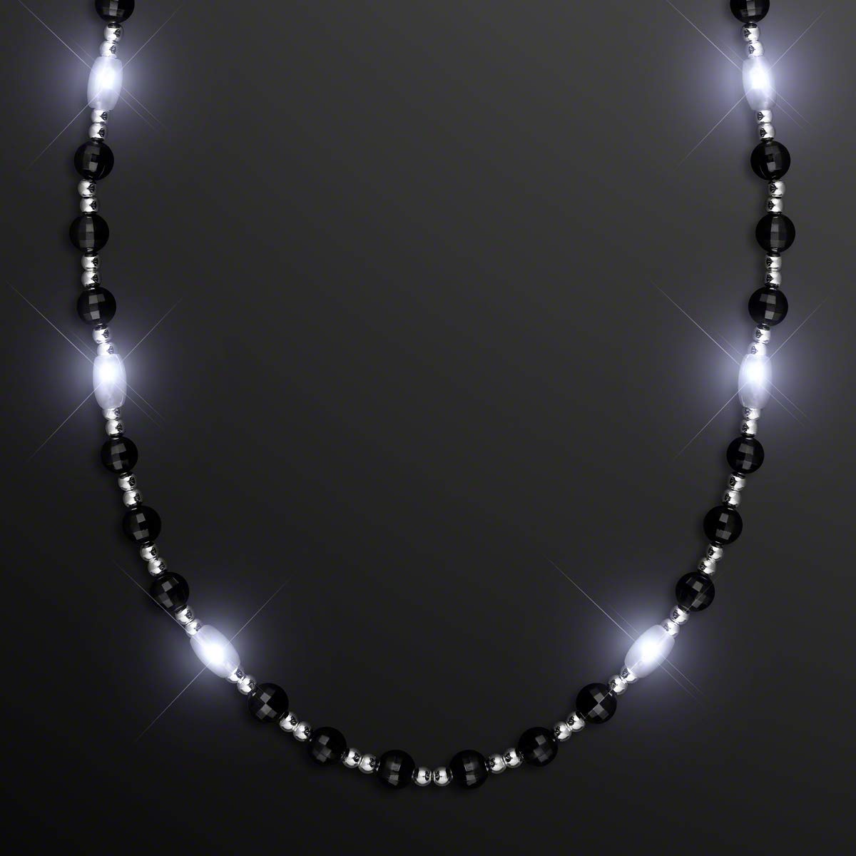 Amazon.com: Black Tie Light Up Beads - White LEDs, Black & Silver Bead ...