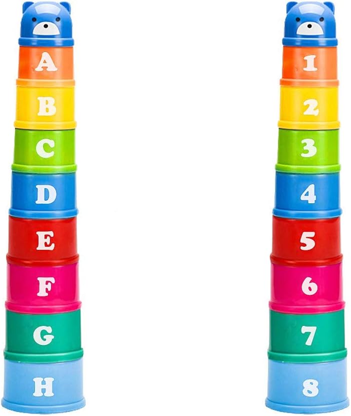 Amazon.com: elecnewell Stack Up Cup Toys Rainbow Nesting & Stacking ...