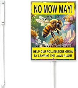 Amazon.com : Kurmntregon No Mow May Save Bees Yard Sign With Stake ...