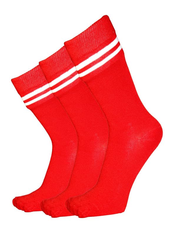 MIKONIKO Boys & Girls Red Colour With White Strips Cotton Calf Length ...