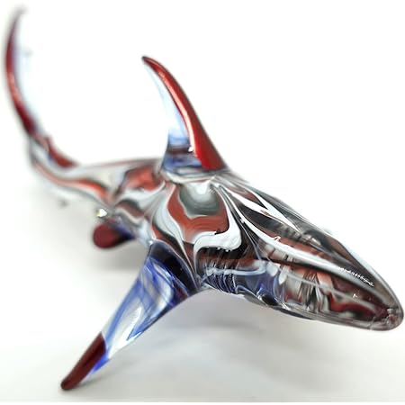 Amazon.com: Handmade Mini Glass Ocean Blue Shark Blown Glass Art Ocean ...